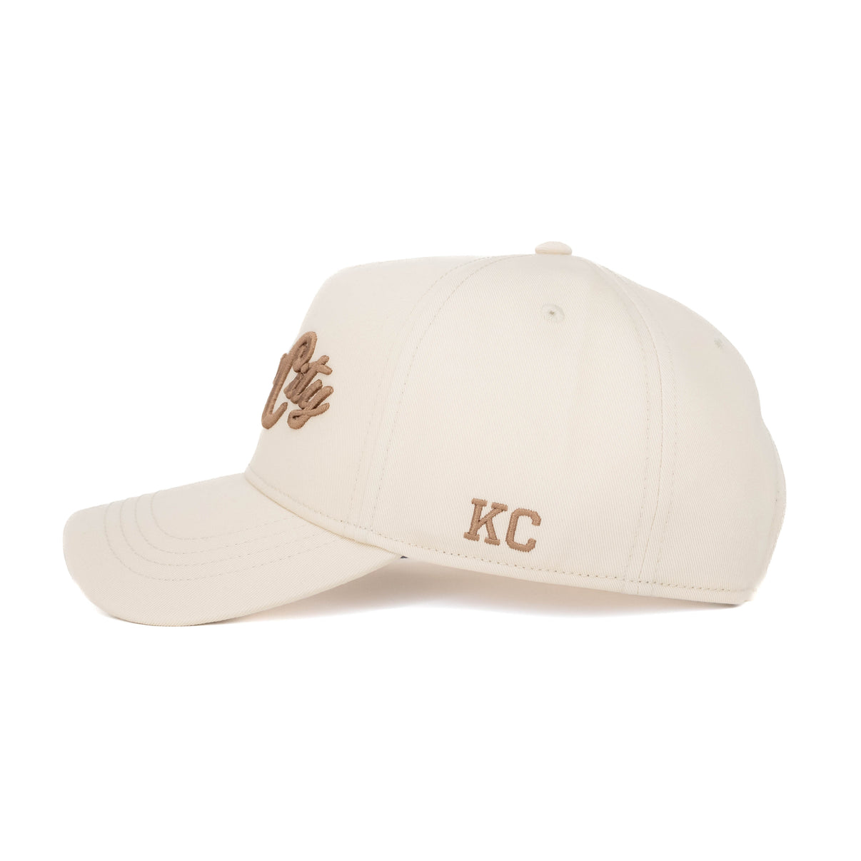 Kansas City Cursive Snapback - Off-White x Light Brown – CityBrimCo.