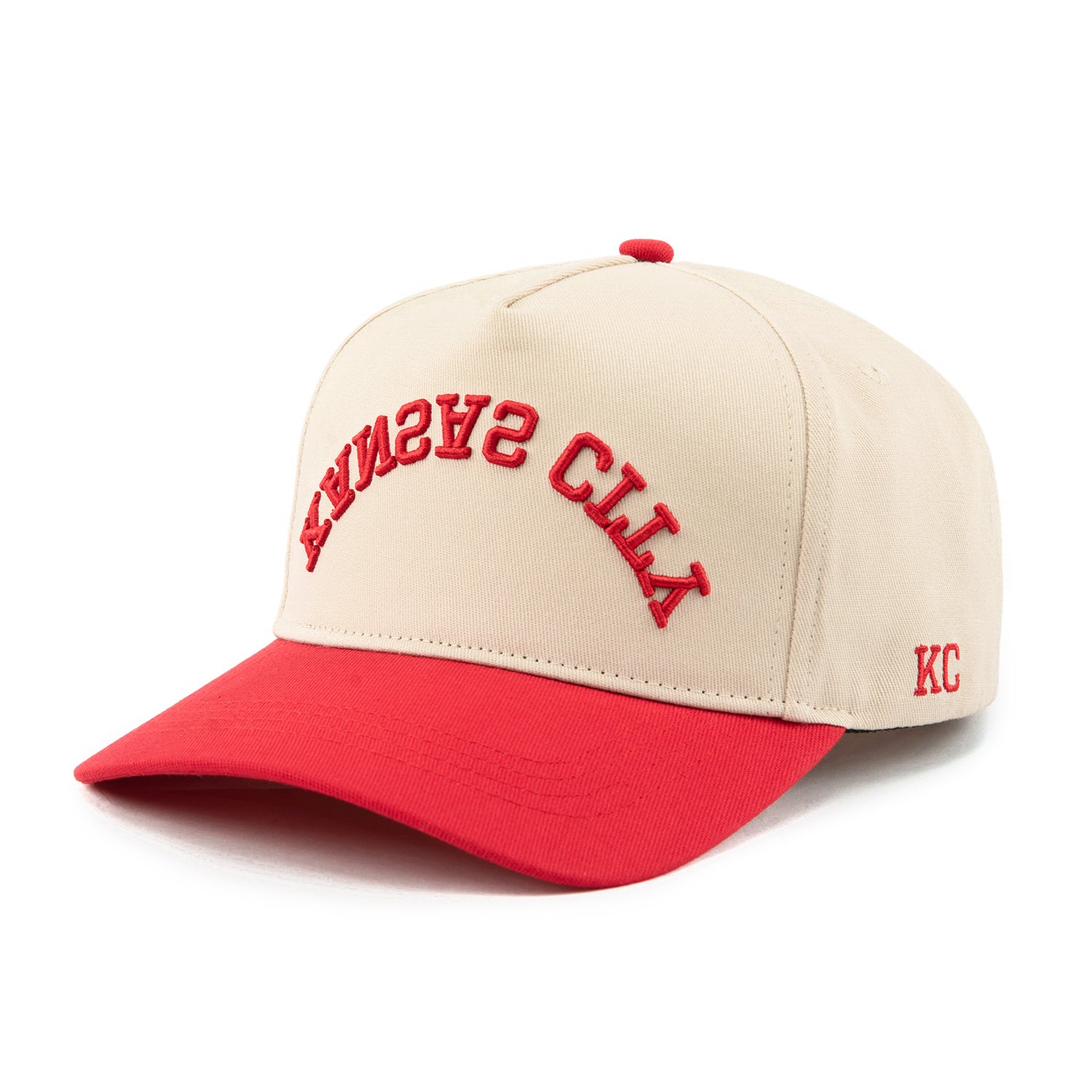 Upside Down Kansas City Snapback - Off-White x Red – CityBrimCo.