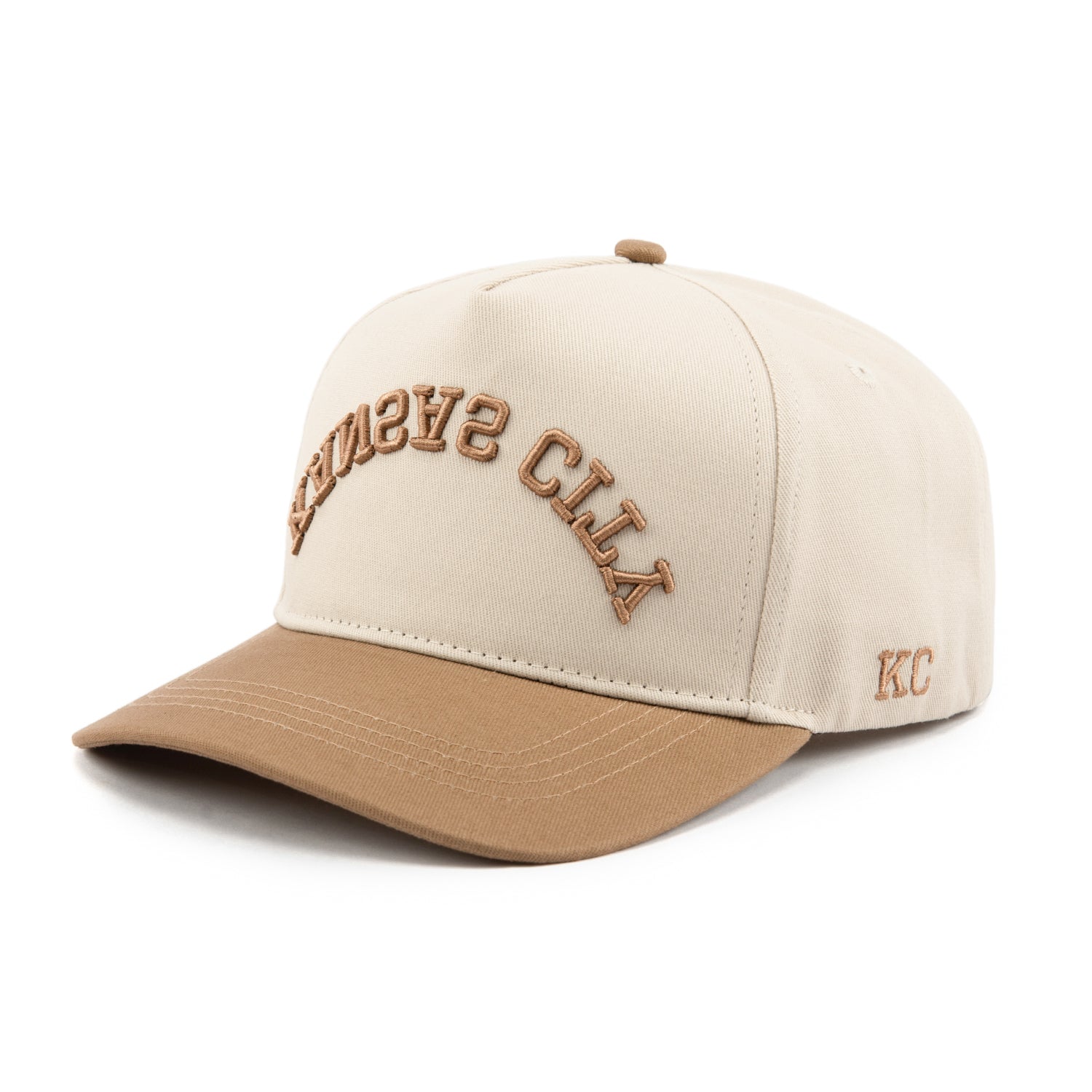 Upside Down Kansas City Snapback - Off-White x Brown – CityBrimCo.